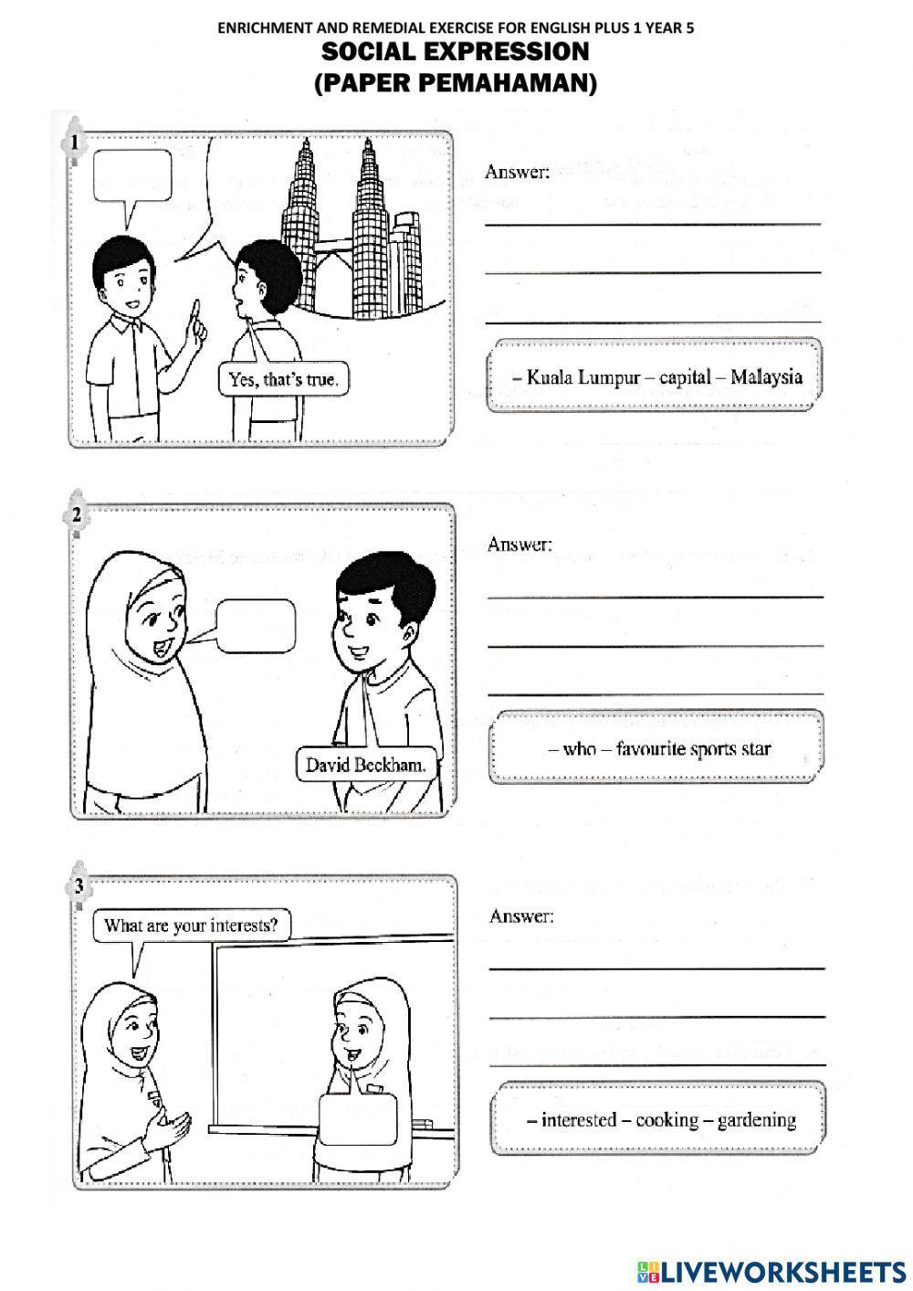 Social Expression Year 5 (Set 4) worksheet | Live Worksheets