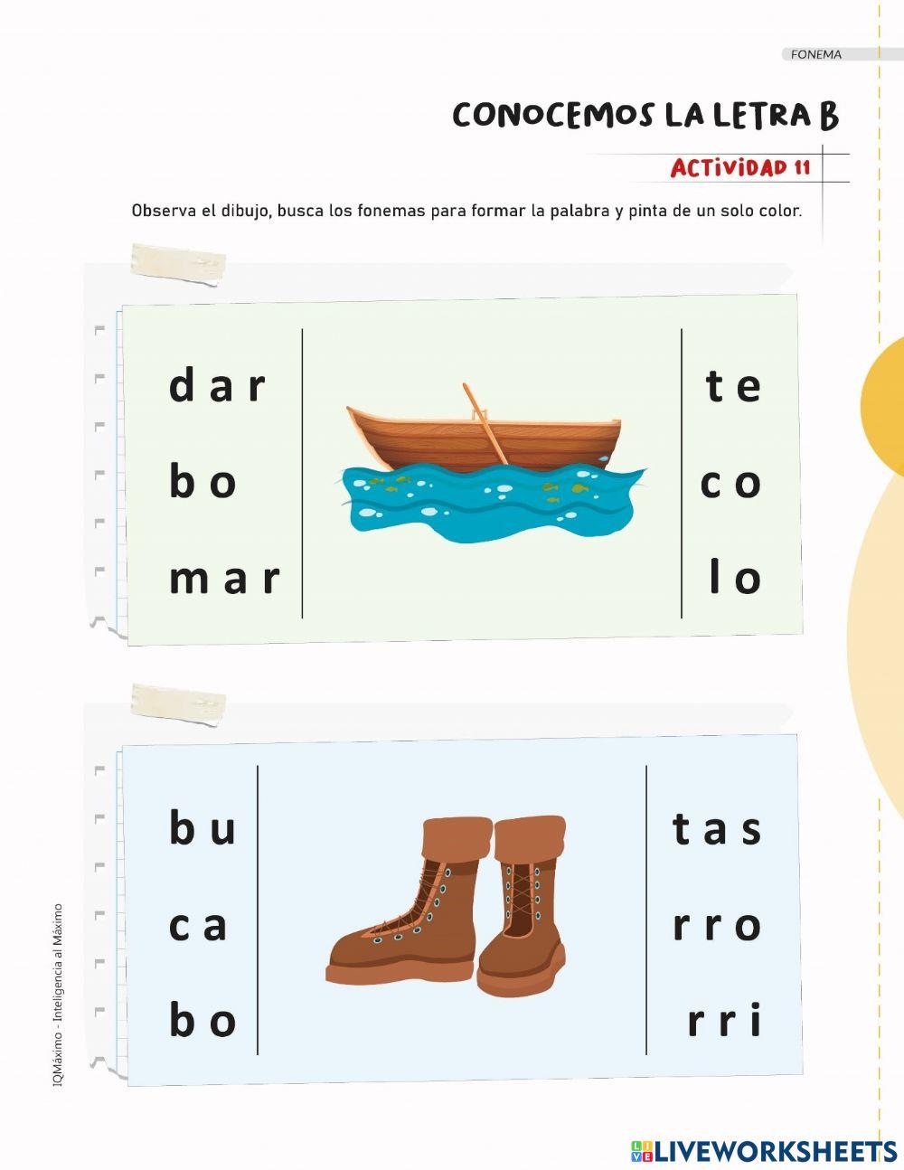 Actividad 11 letra B worksheet | Live Worksheets