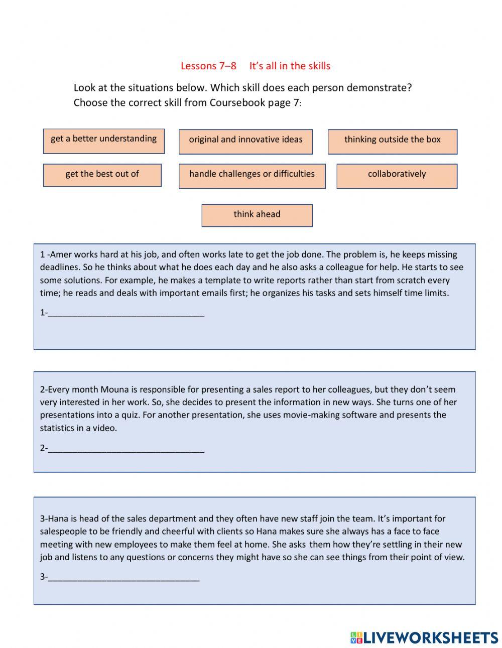 Matching exercise interactive activity | Live Worksheets