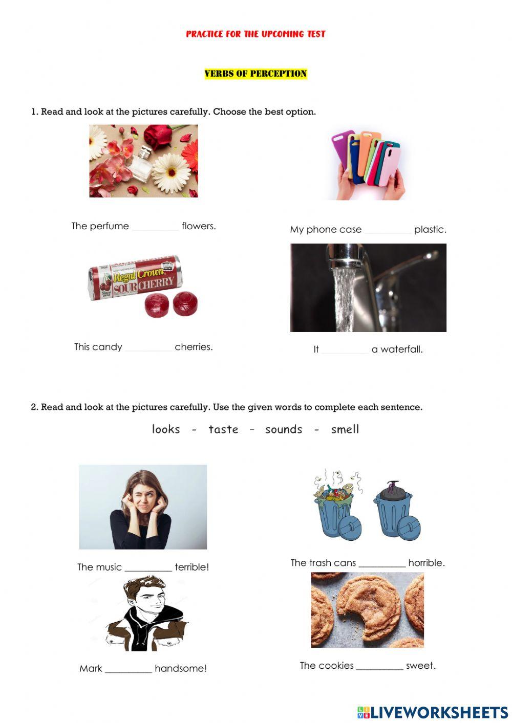 Verbs of Percep… | Free Interactive Worksheets | 941738