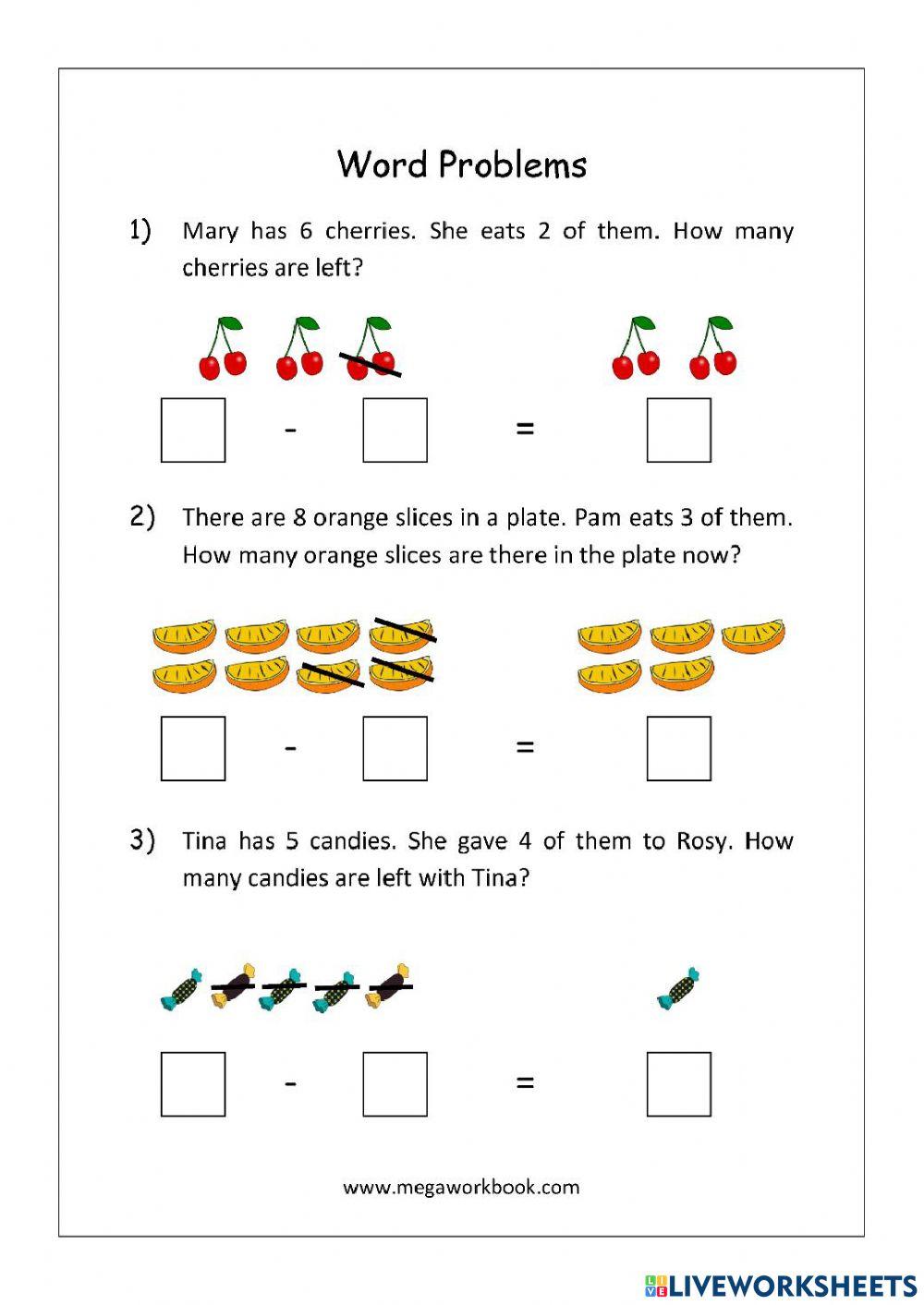 subtraction word problems online exercise for | Live Worksheets