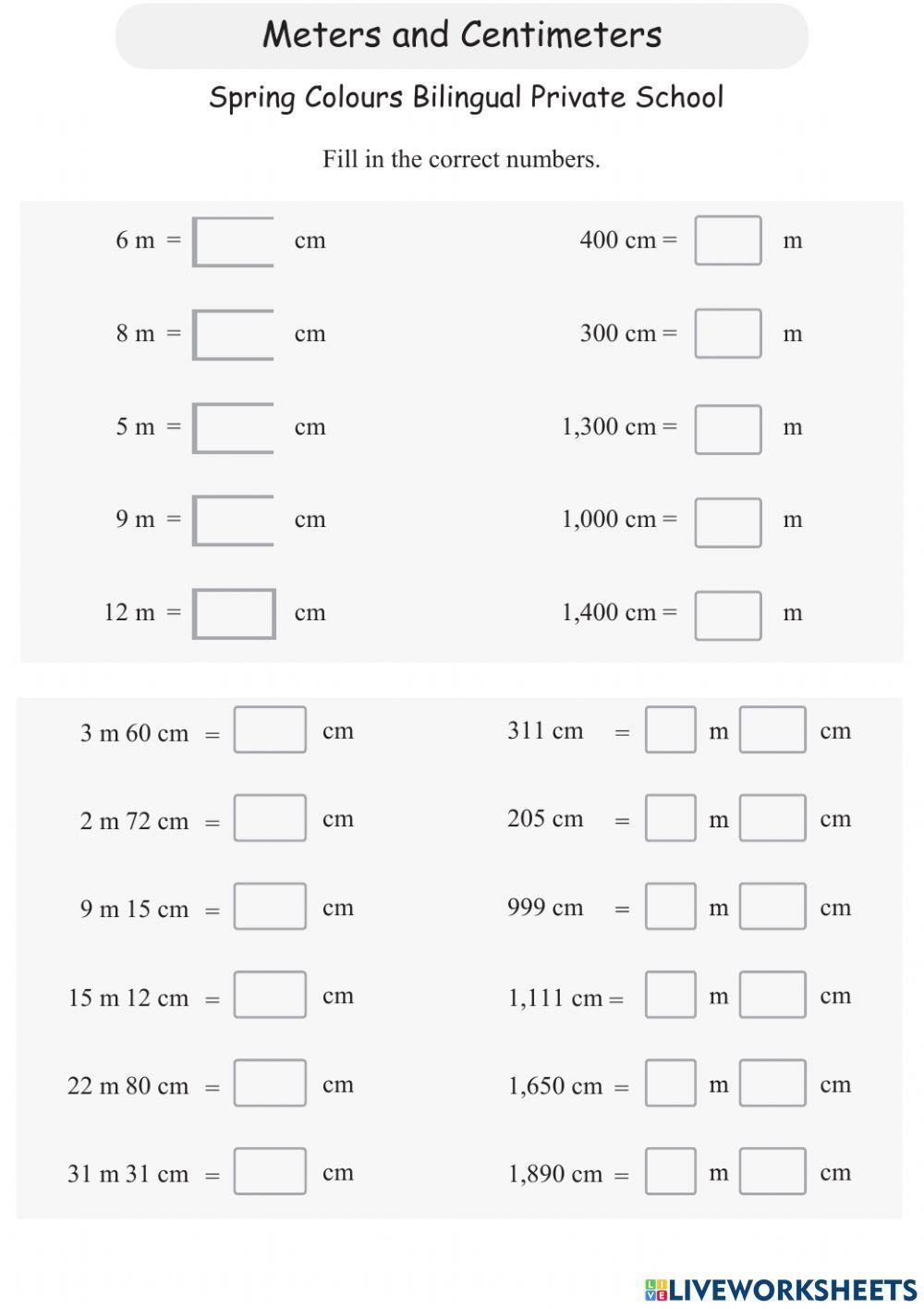 Lengths In Centimeters And Meters Worksheet Live Worksheets 44 OFF Lengths In Centimeters And Meters Worksheet Live Worksheets 44 OFF