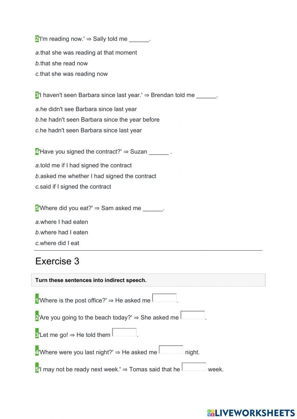 Task Of Direct And Indirect Speech Worksheet Live, 59% OFF