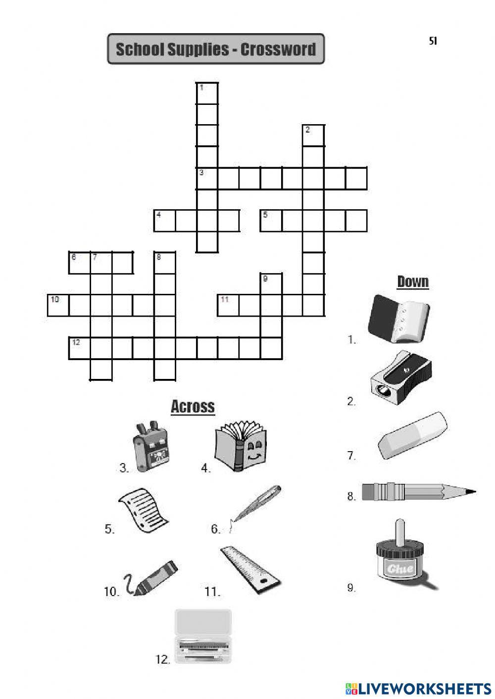 School objects online exercise for 2nd Grade | Live Worksheets