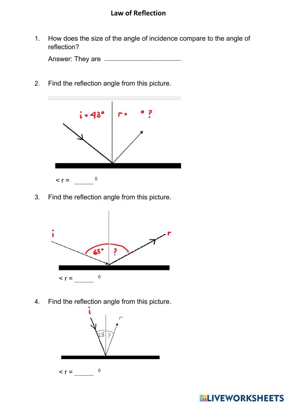 P4-Law of Reflection 6557499 | Herna85 | Live Worksheets