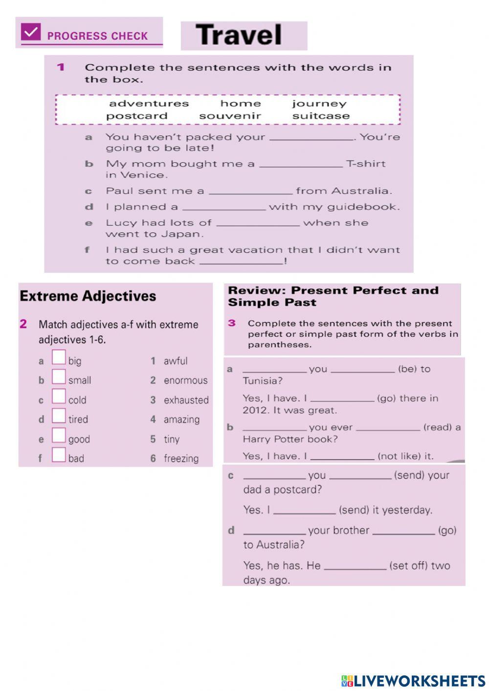 Progress Check Unit 2 Insta English 3 online exercise for | Live Worksheets