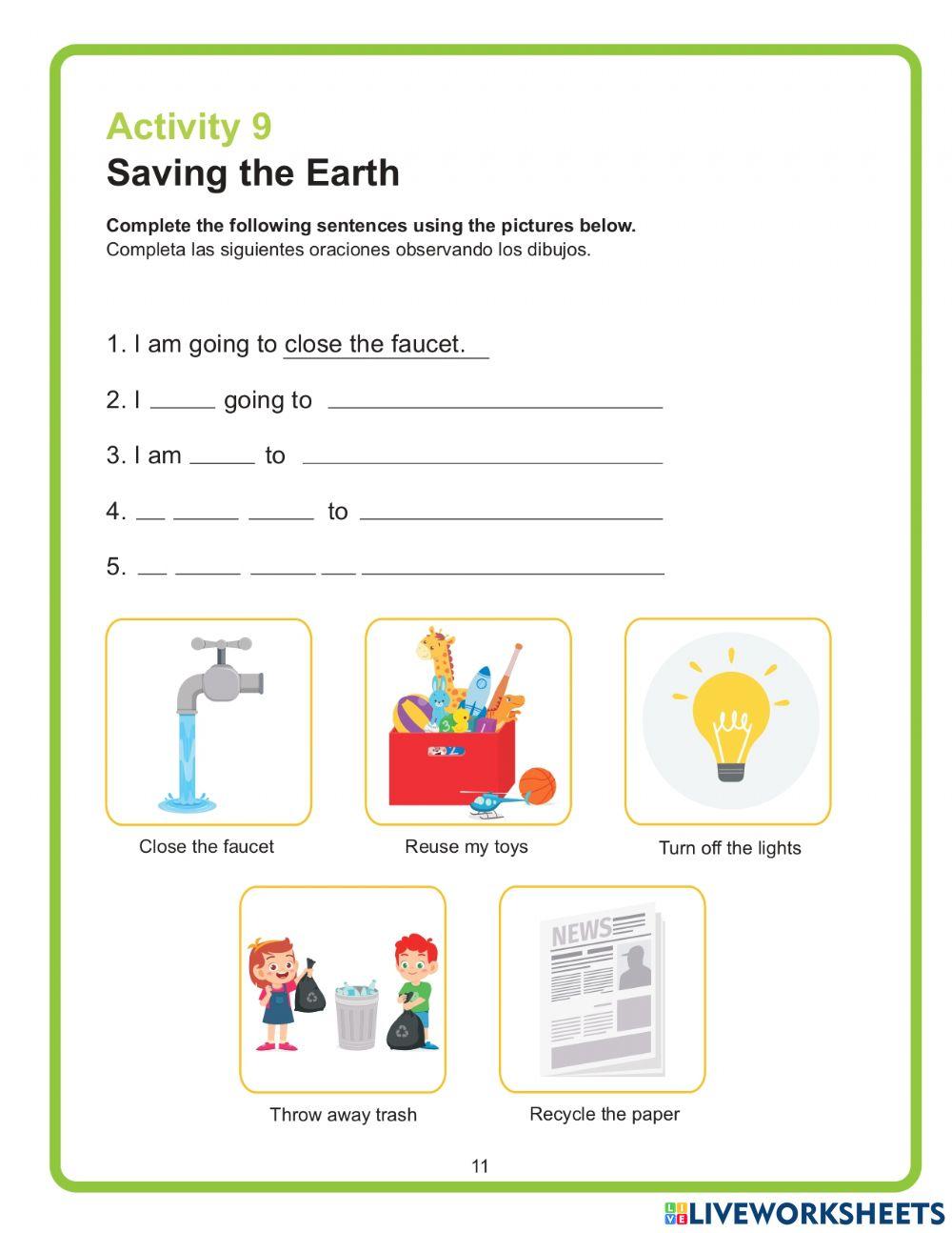 Saving the Earth activity | Live Worksheets