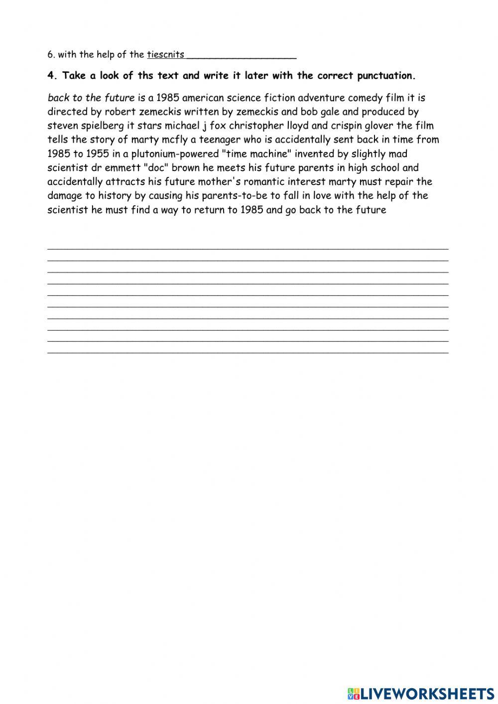 Back to the future 4 worksheet | Live Worksheets
