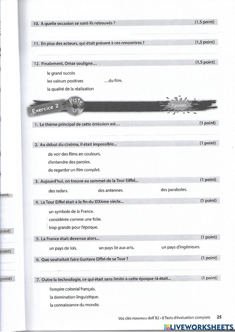 Delf B2 Examen Blanc N 2 Oraux Online Exercise For Live Worksheets Delf B2 Examen Blanc N 2 Oraux Online Exercise For Live Worksheets