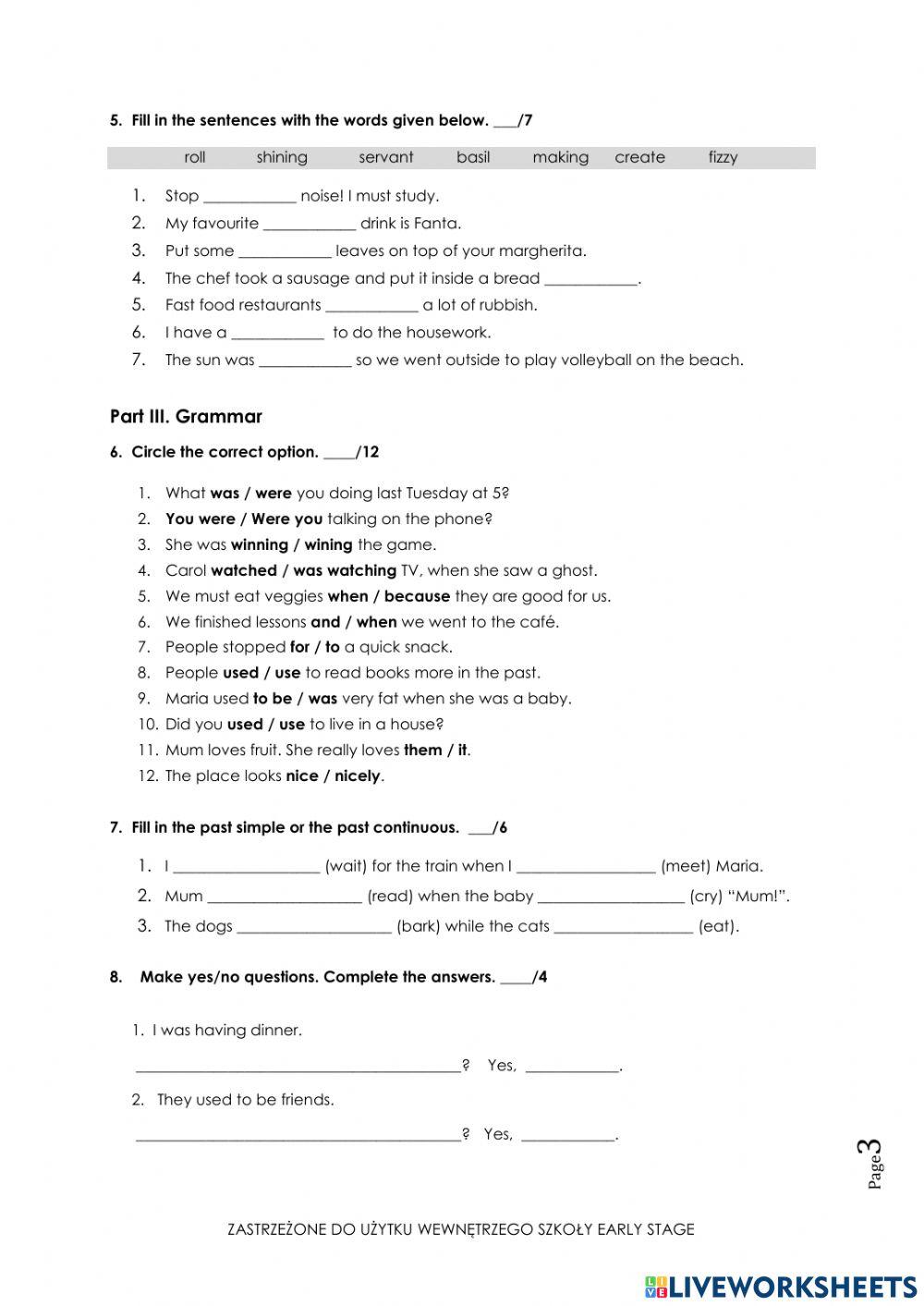Smash 2 Test Unit 2 online exercise for | Live Worksheets