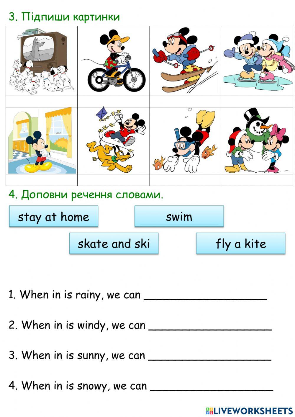Actions and Weather interactive worksheet | Live Worksheets