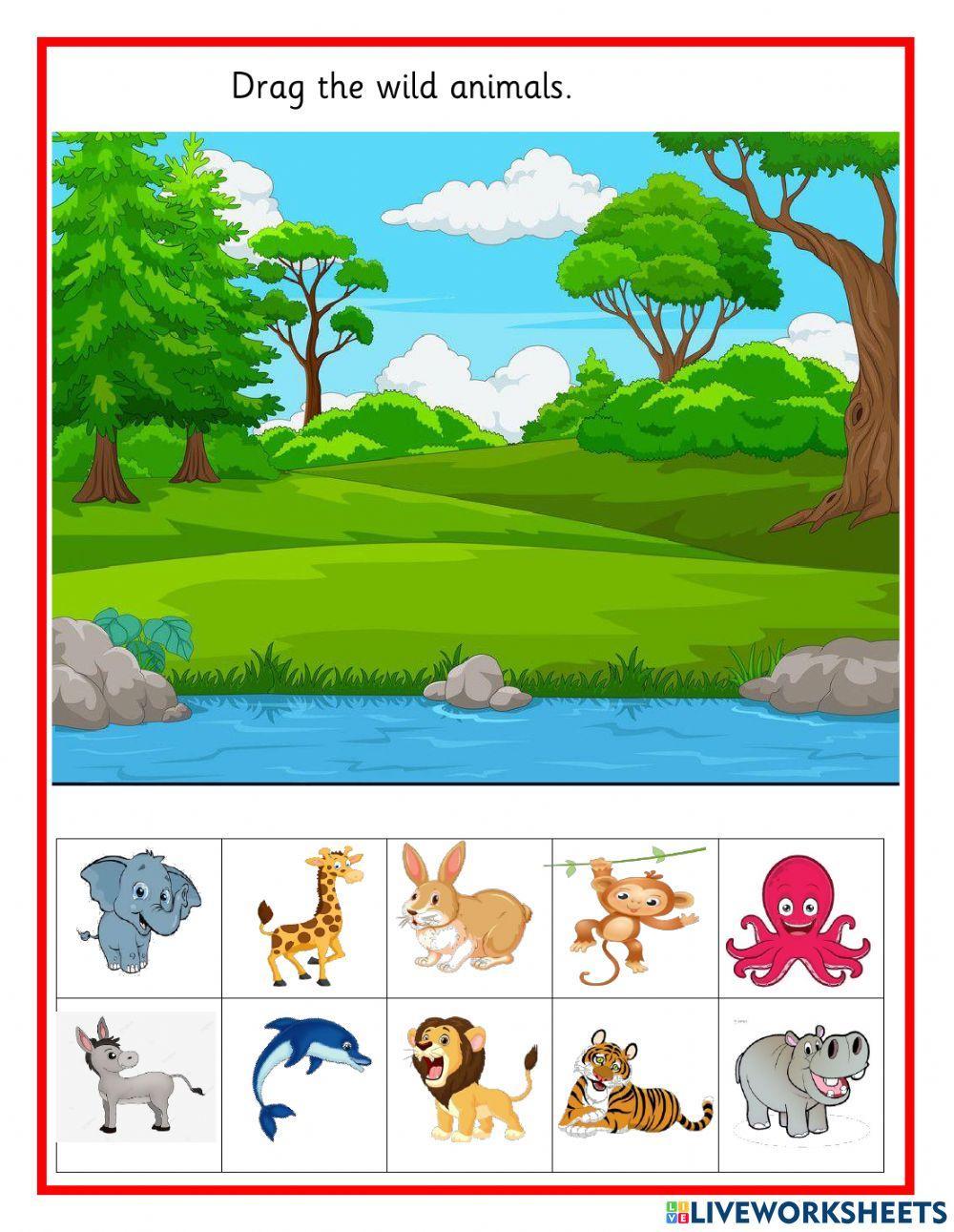 Wild animals online exercise for preschool | Live Worksheets