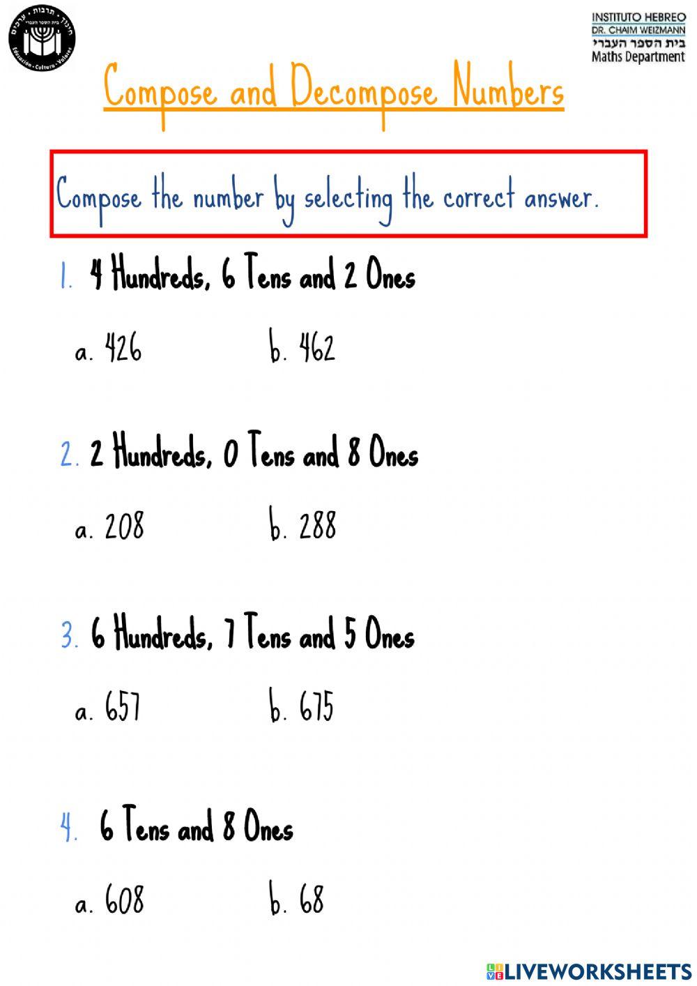 decompose numbers grade 2