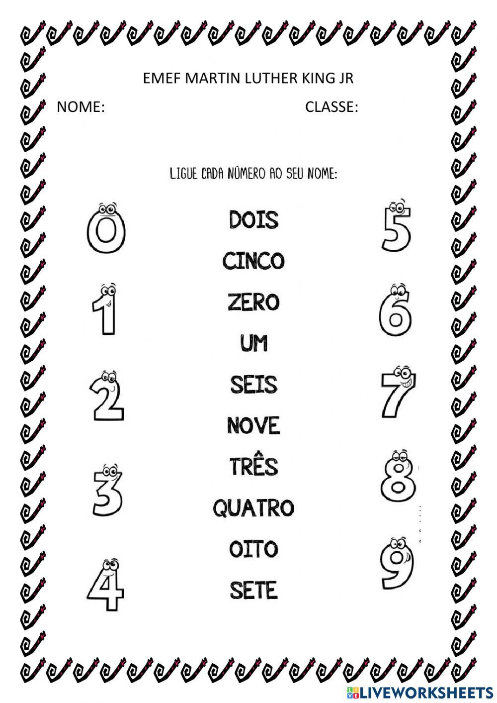 ATIVIDADE PRONTA - NOMES DOS NUMERAIS - A Arte de Ensinar e Aprender ATIVIDADE PRONTA - NOMES DOS NUMERAIS - A Arte de Ensinar e Aprender
