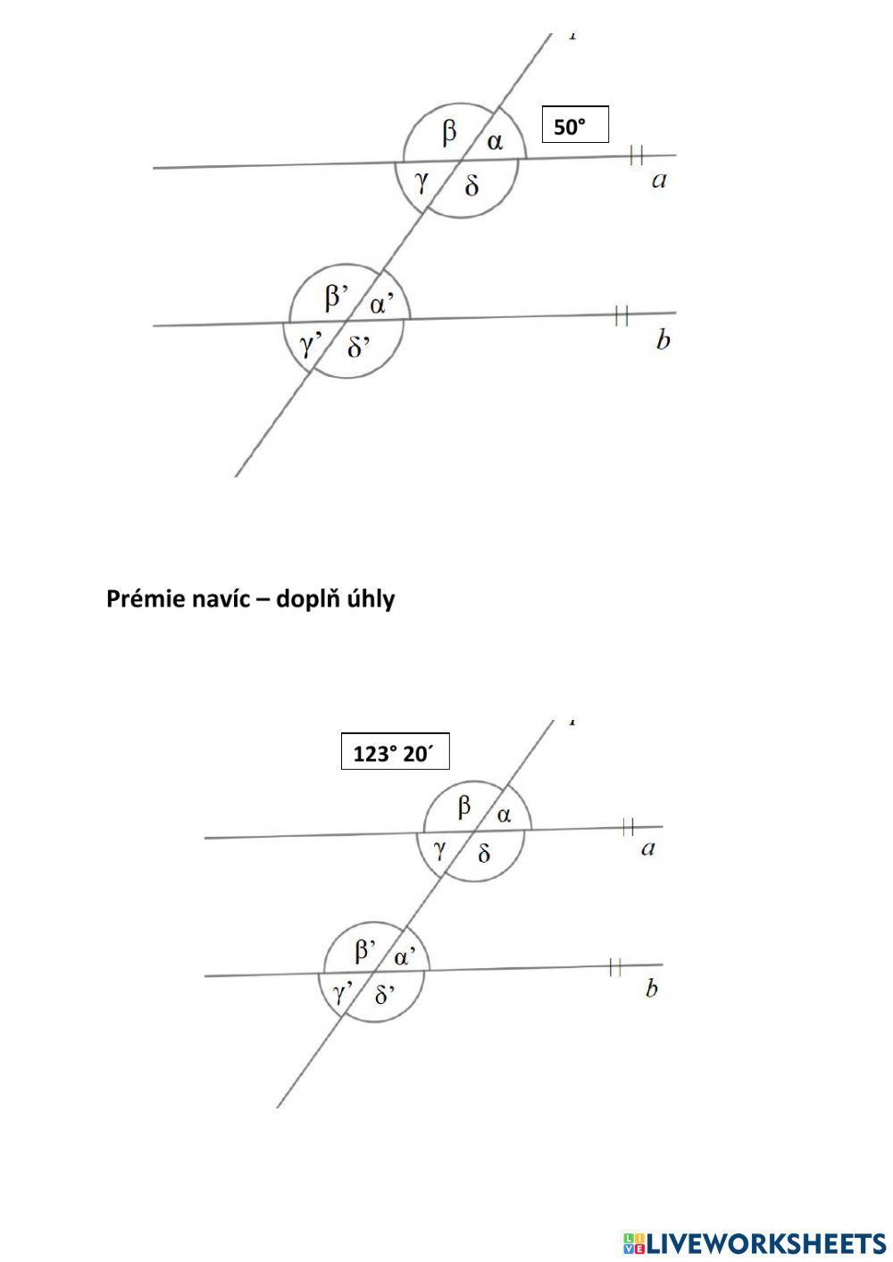 Úhly - test2 worksheet | Live Worksheets