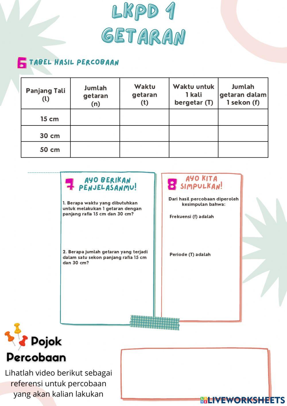 LKPD 1 GETARAN REV online exercise for | Live Worksheets