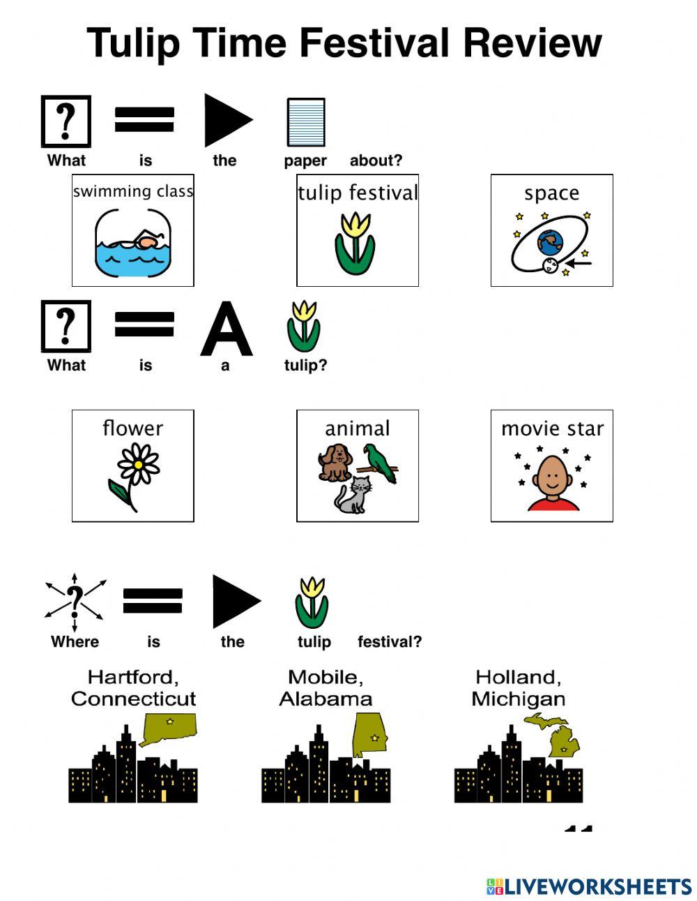 Tulip Festival Questions worksheet | Live Worksheets