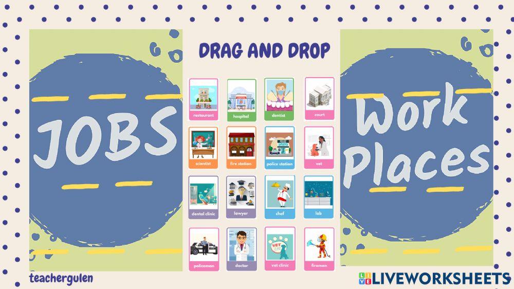 Jobs and work places interactive worksheet | Live Worksheets