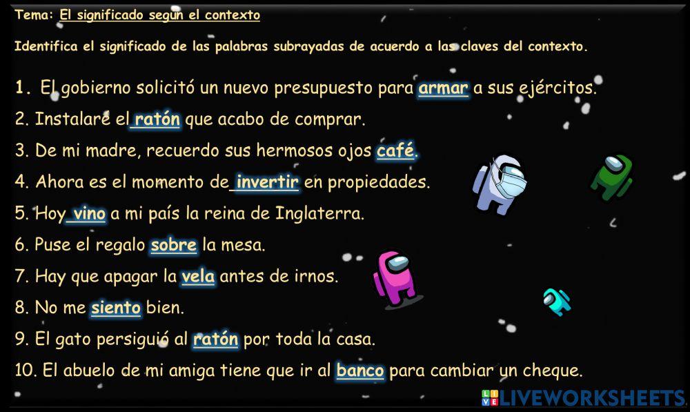 Contexto | Free Interactive Worksheets | 947621