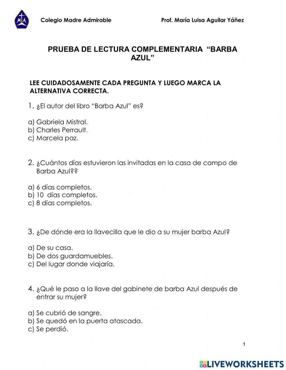 Lectura Complementaria interactive worksheet | Live Worksheets