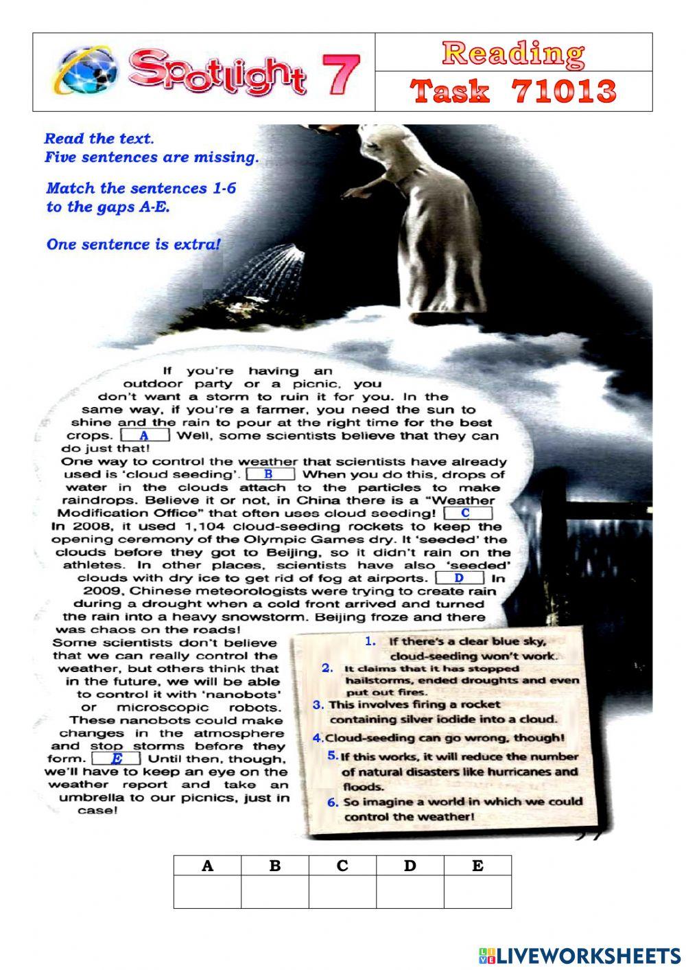 Spotlight 7 Task 71013 worksheet | Live Worksheets