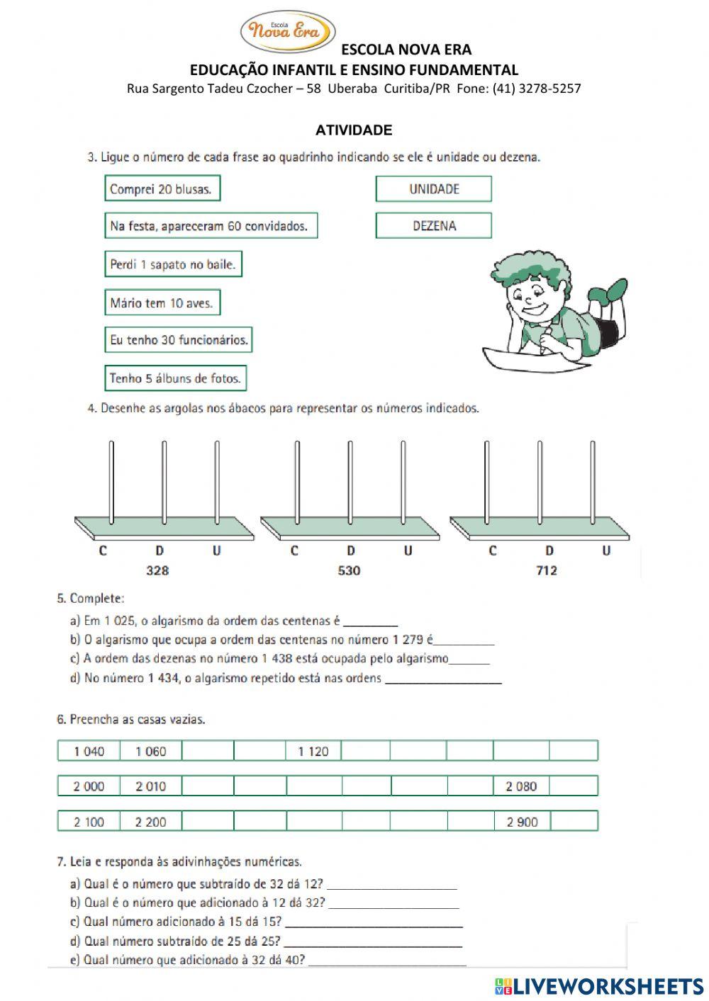Mat worksheet for nova | Live Worksheets