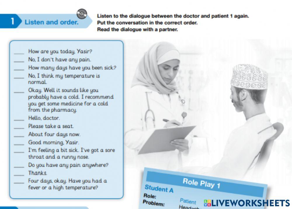 Healthy Lifestyle Doctor-patient worksheet | Live Worksheets