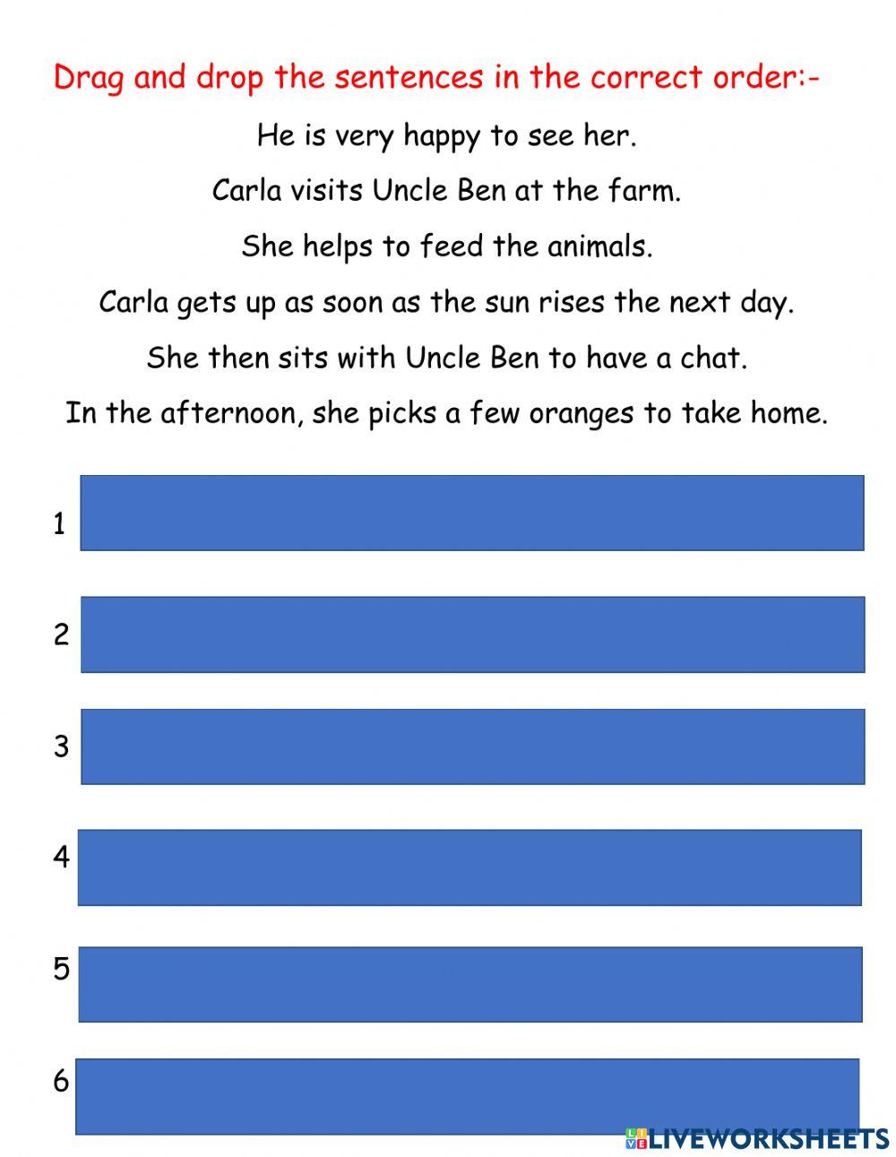 sequencing lesson 7 online exercise for | Live Worksheets