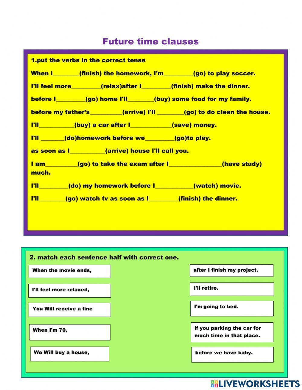 Future time cla… | Free Interactive Worksheets | 948420