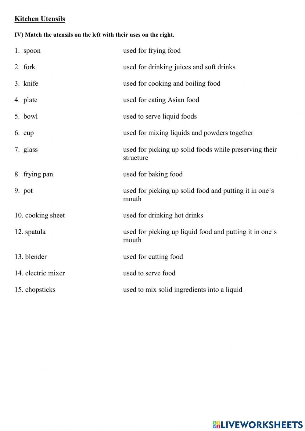 Recipe vocabulary 948937 | micalahumada | LiveWorksheets