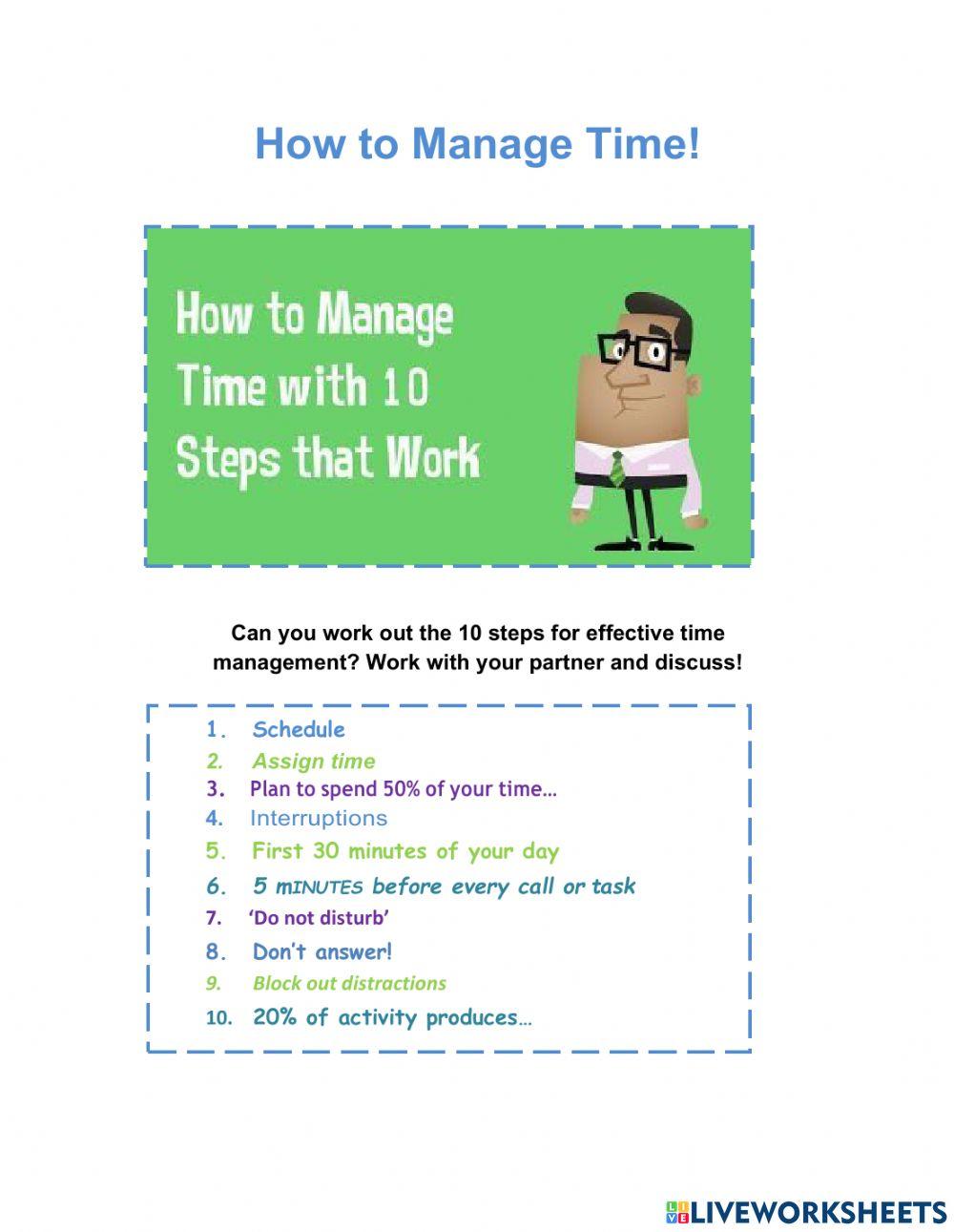 Time Management selecting online exercise for | Live Worksheets