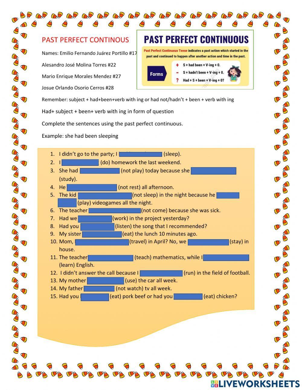 Past Perfect Co… | Free Interactive Worksheets | 949240