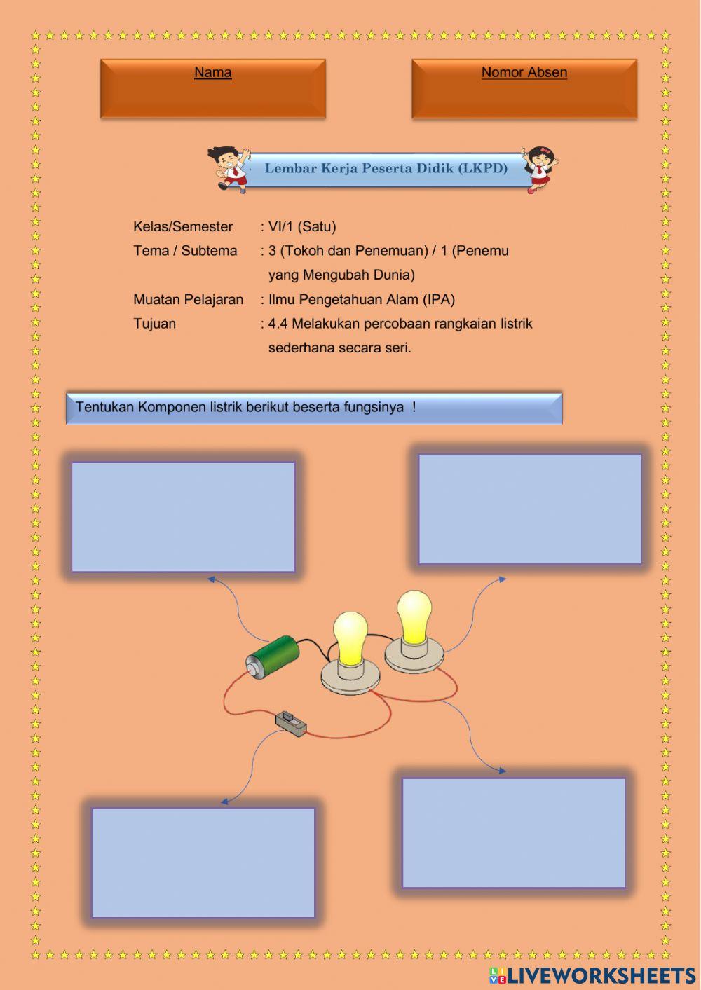 Komponen listrik worksheet | Live Worksheets