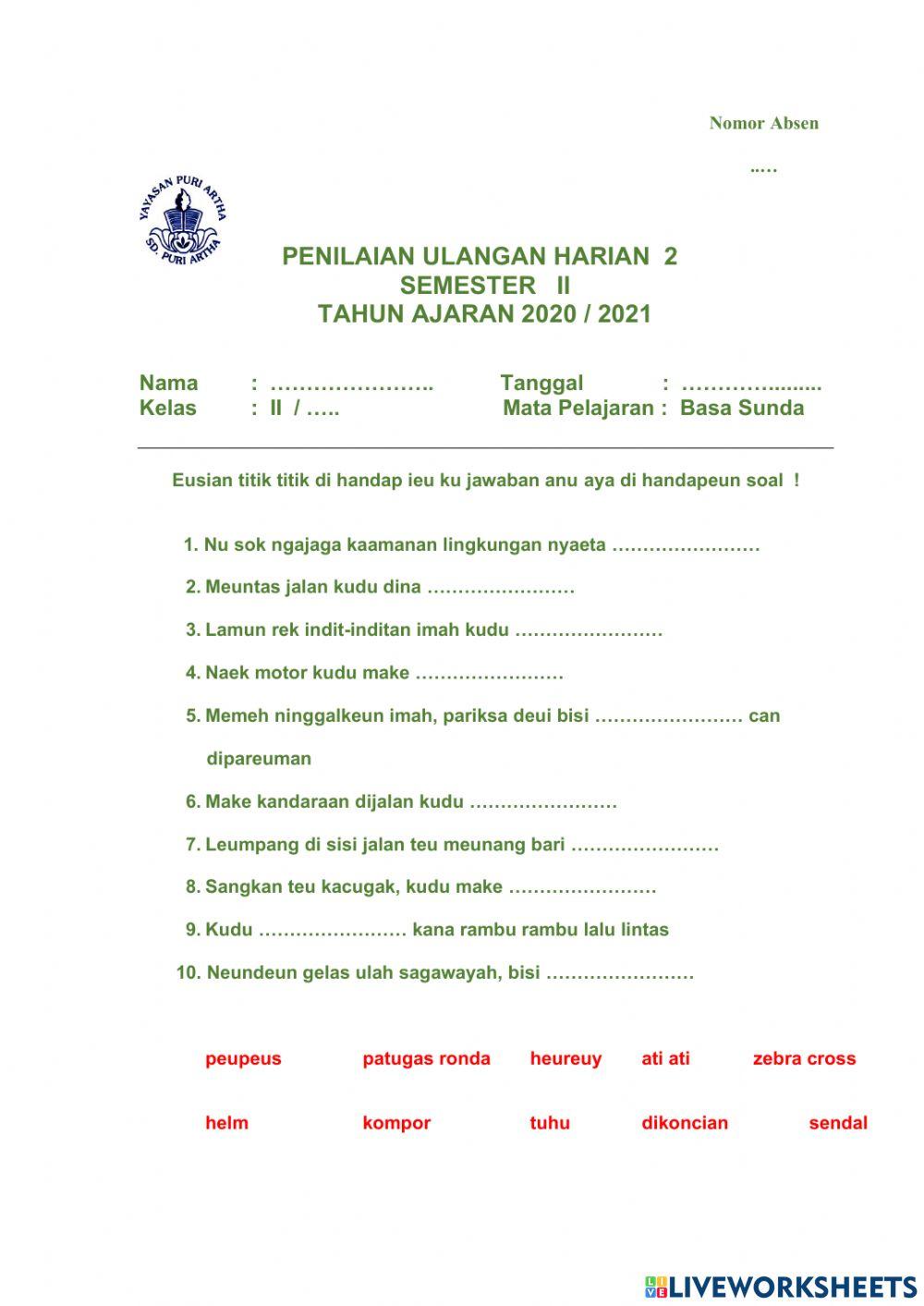 LKS Basa Sunda 2 Ngajaga Kasalametan interactive worksheet | Live ...