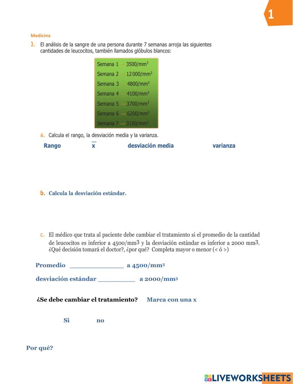 Toma de decisiones aplicando medidas de dispersión worksheet | Live ...