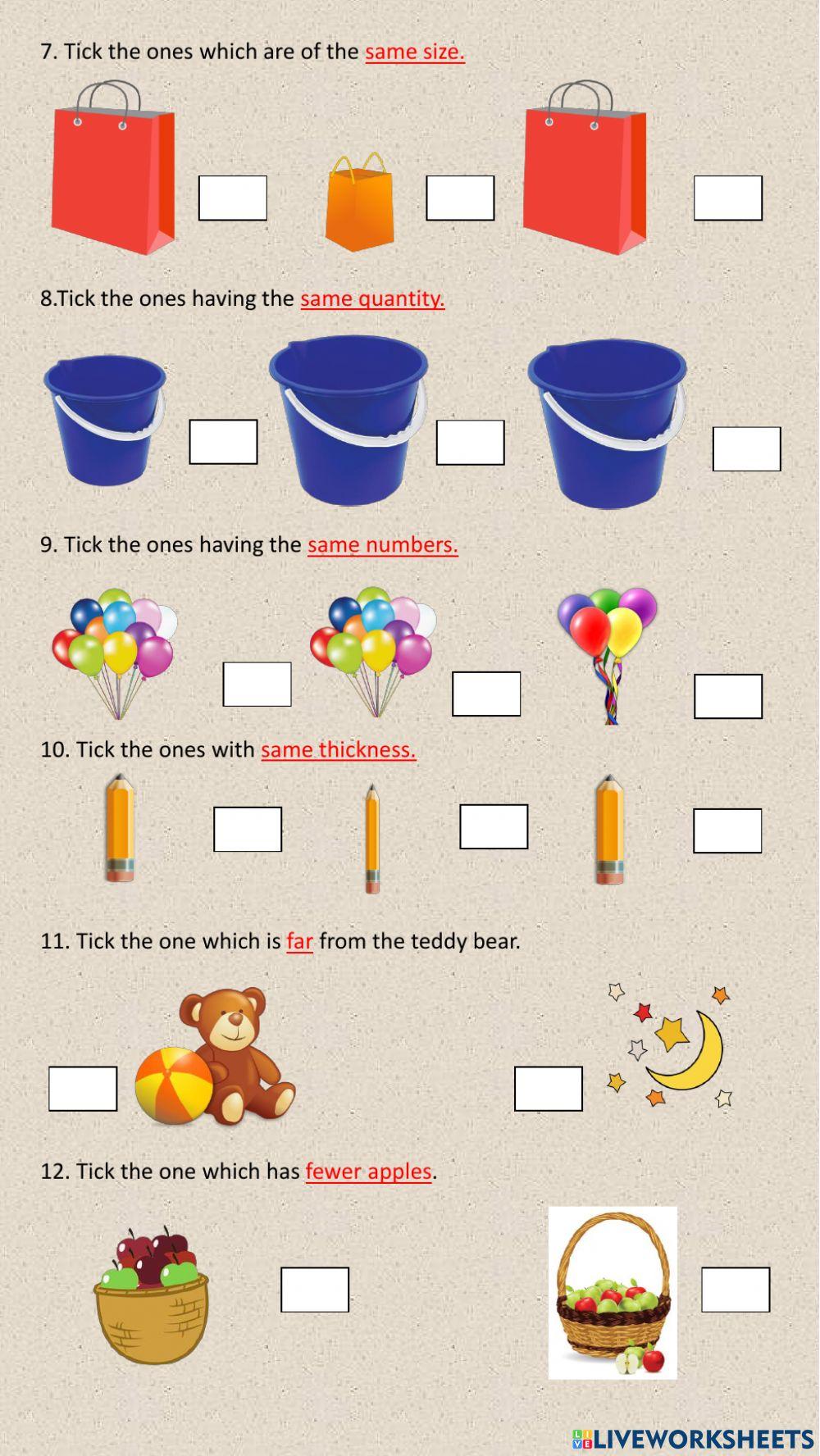 Comparison 1542 | Richa Bhatia | Live Worksheets