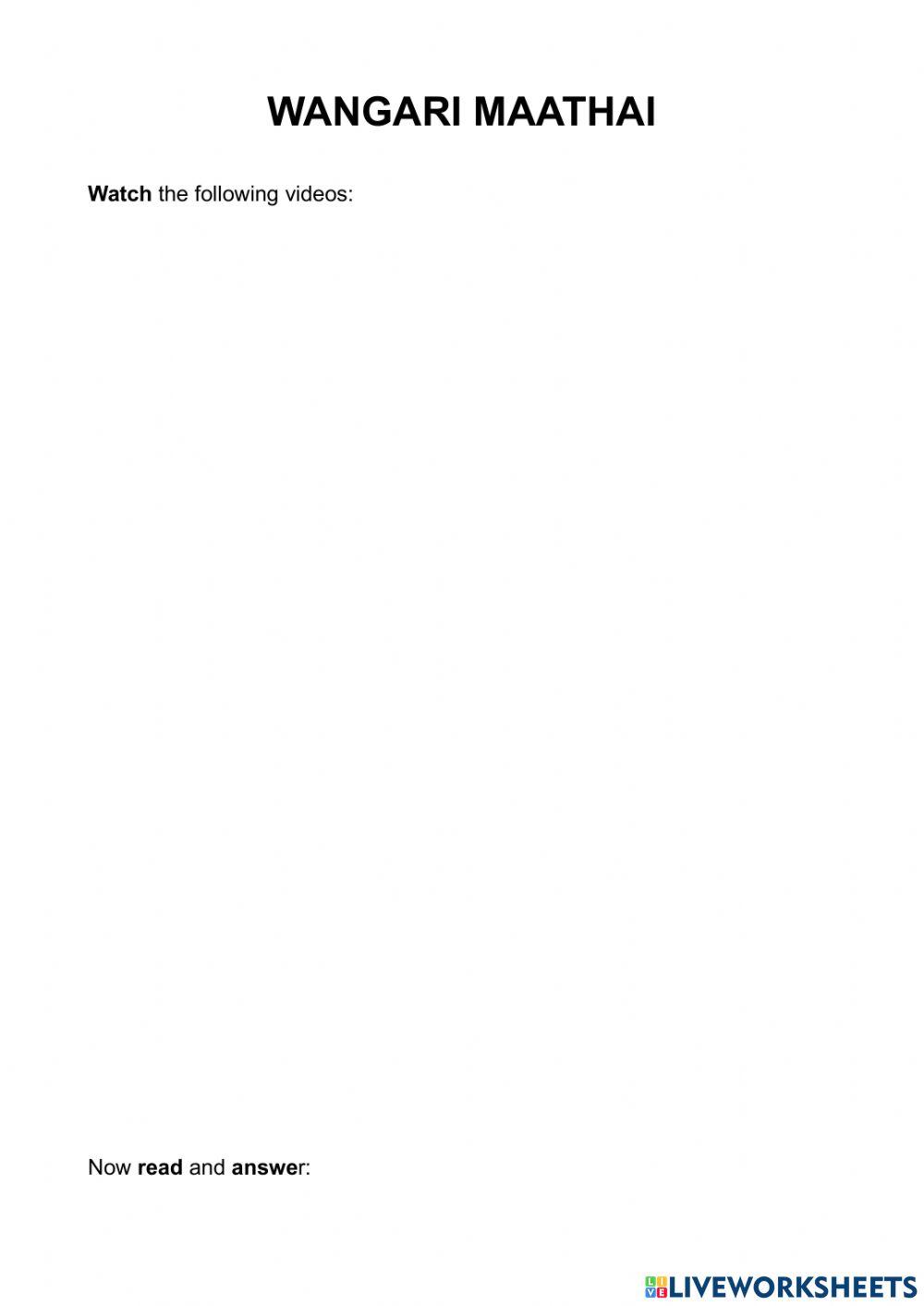 WANGARI online exercise for | Live Worksheets