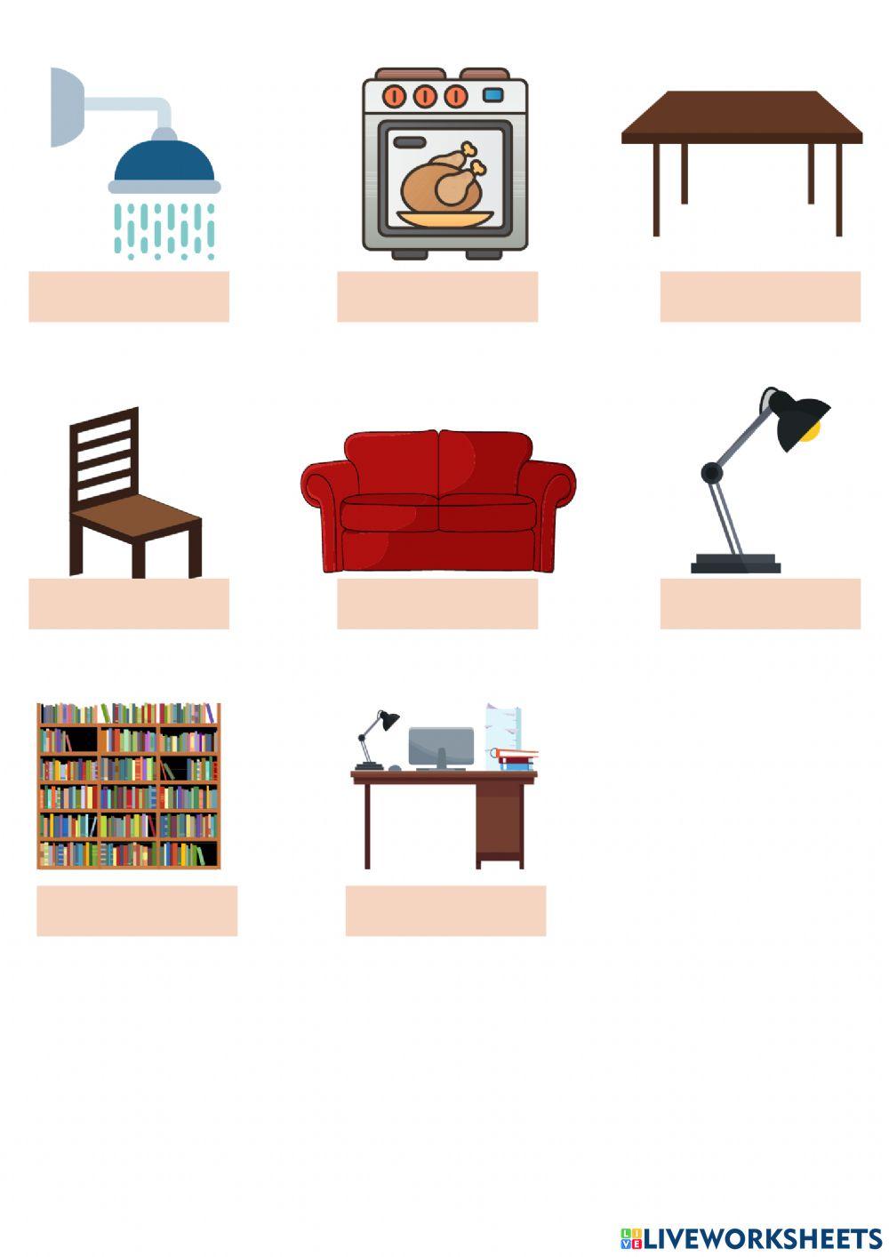 Furniture online exercise for beginners | Live Worksheets