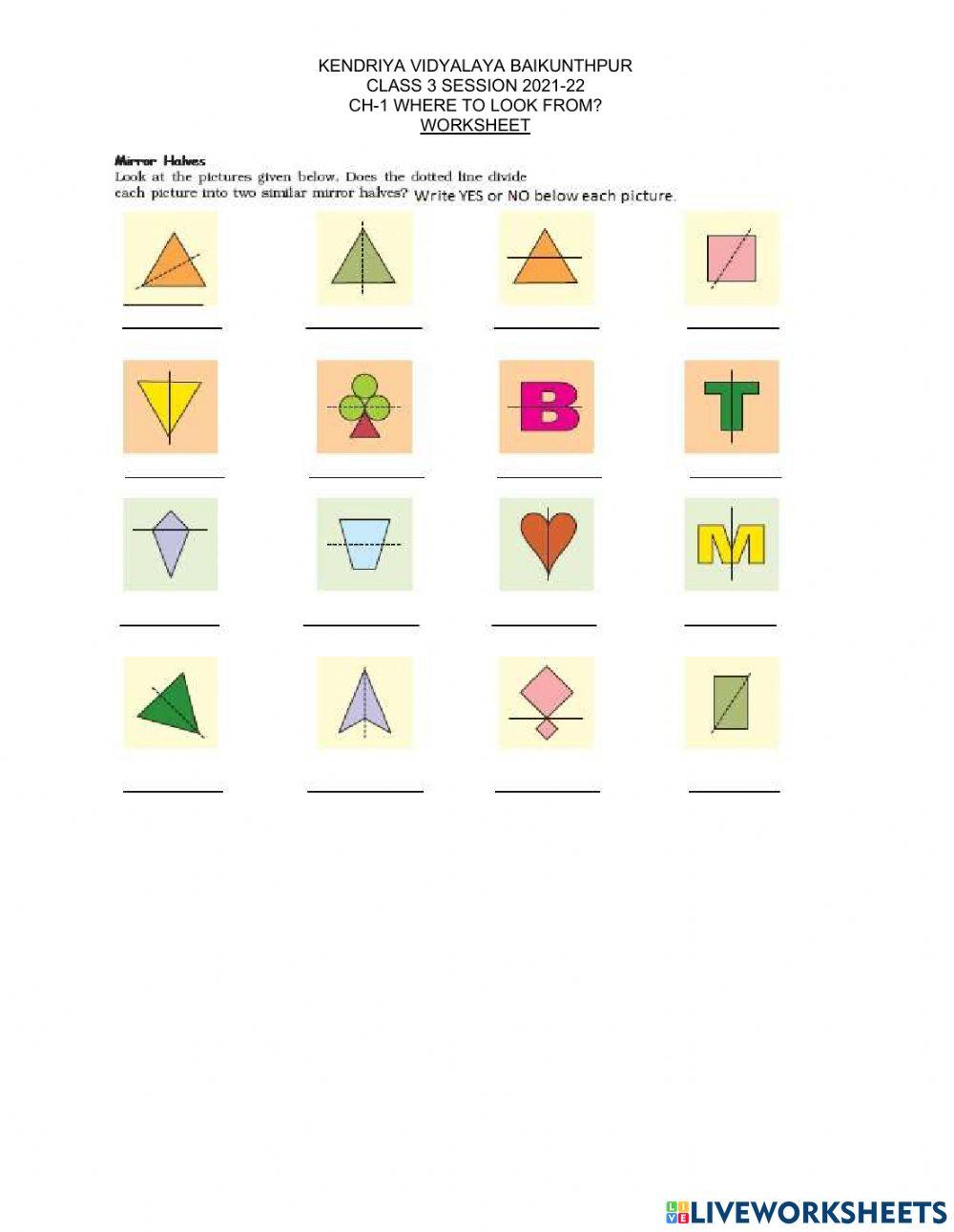 Mirror halves | Free Interactive Worksheets | 949978