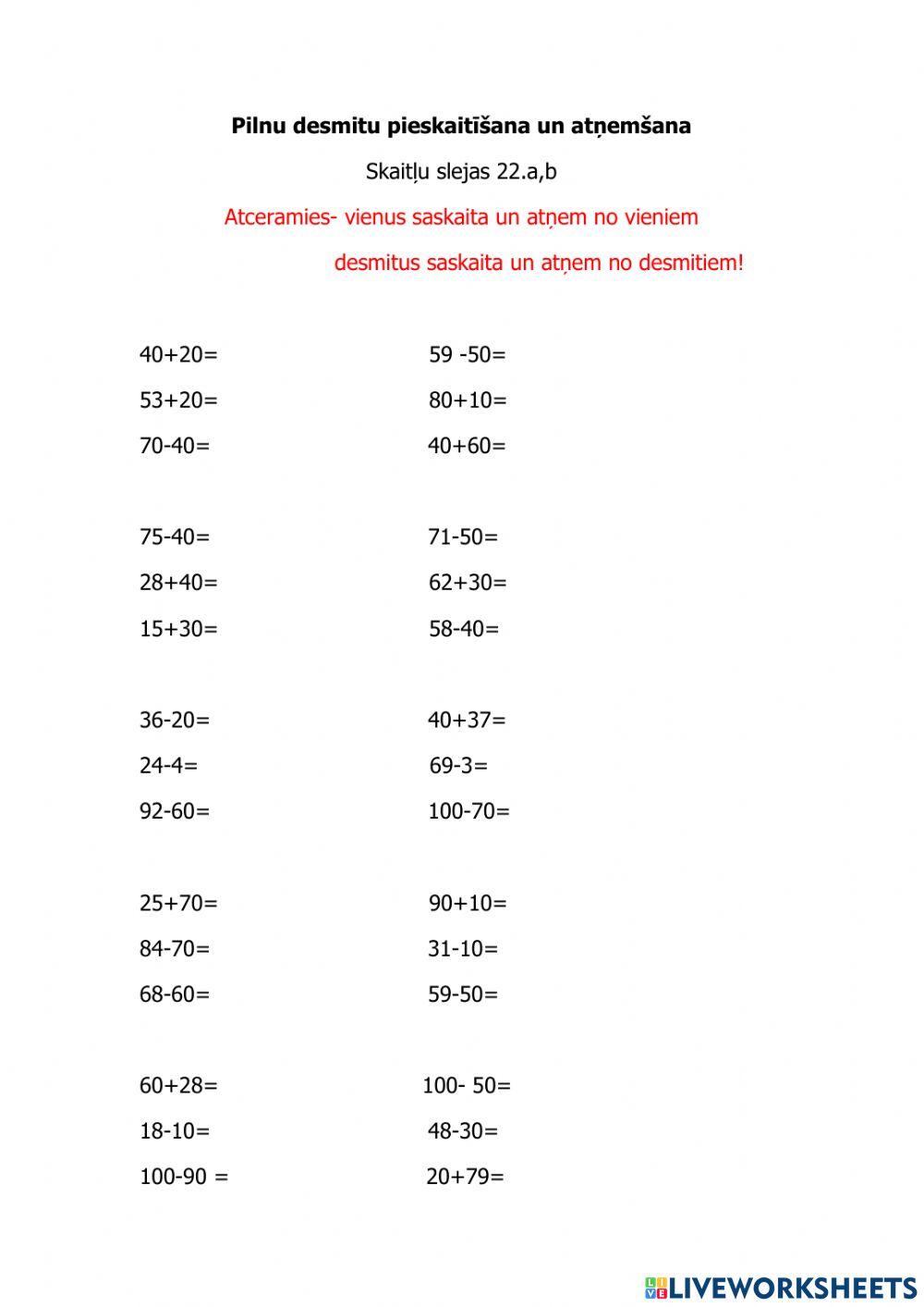 Skaitļu slejas … | Free Interactive Worksheets | 950059