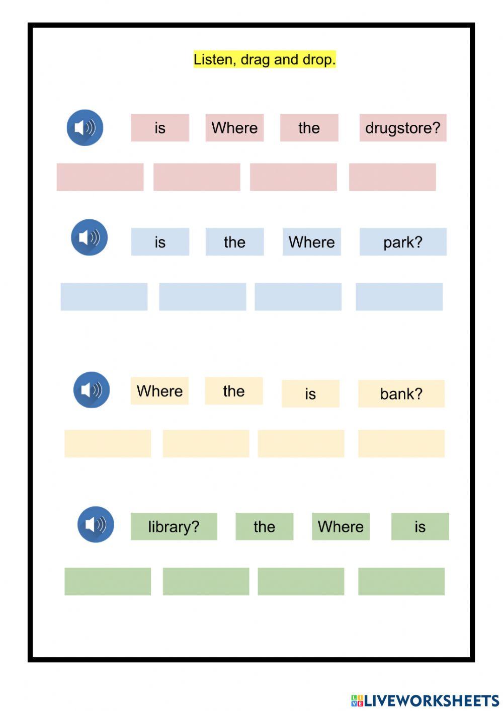 Places in the city - Questions worksheet | Live Worksheets
