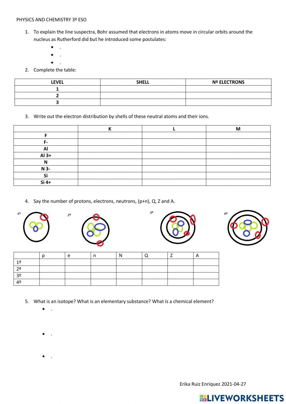 Atomic structur… | Free Interactive Worksheets | 951058