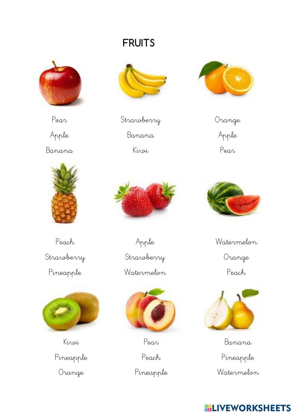 fruits match interactive worksheet | Live Worksheets