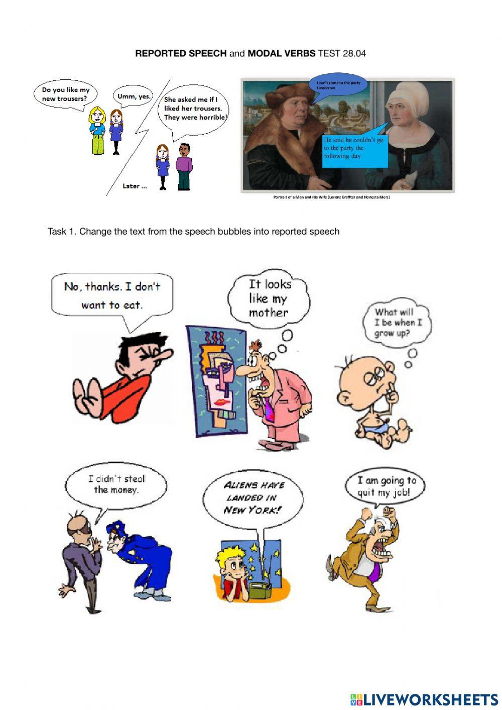 modal verbs reported speech exercises modal verbs reported speech exercises