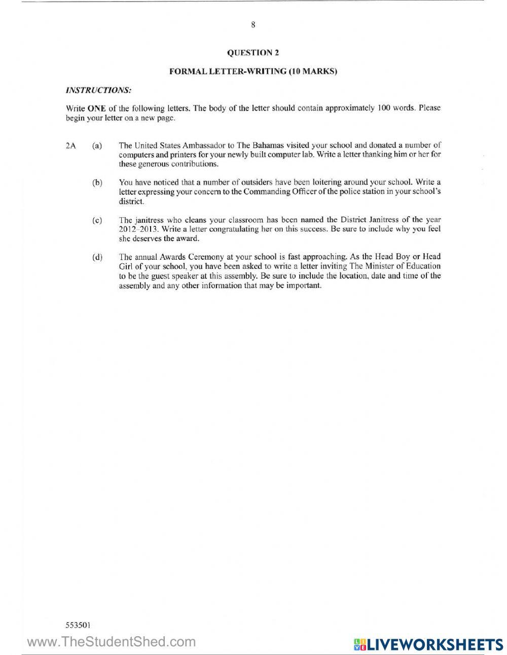 English BJC Composition worksheet | Live Worksheets