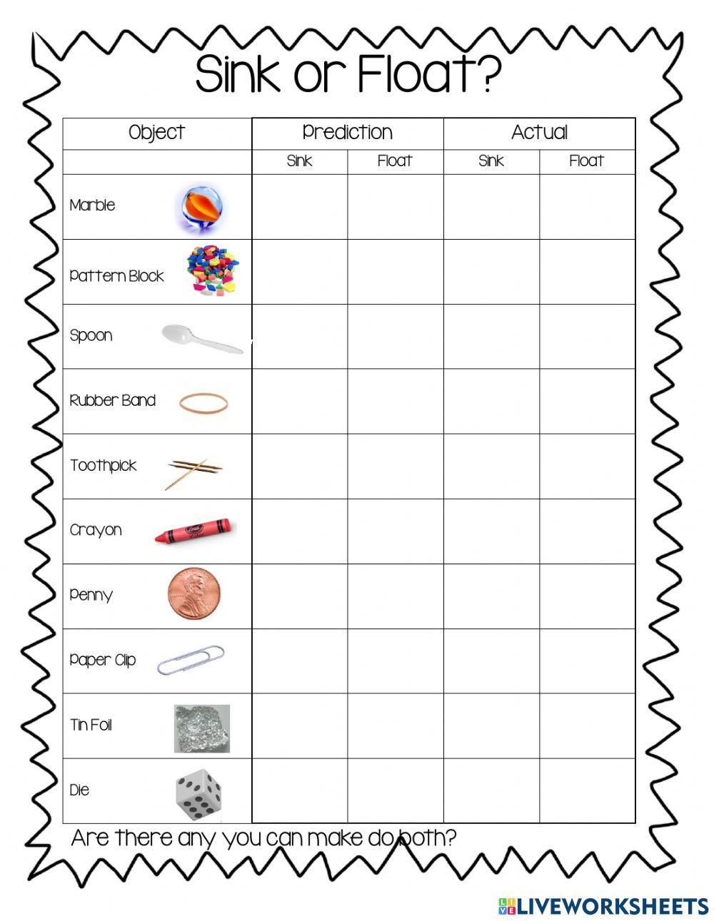 Sink Or Float Live Worksheets, 41% OFF Sink Or Float Live Worksheets, 41% OFF