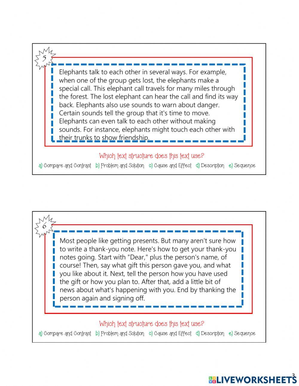 sequence text structure worksheet