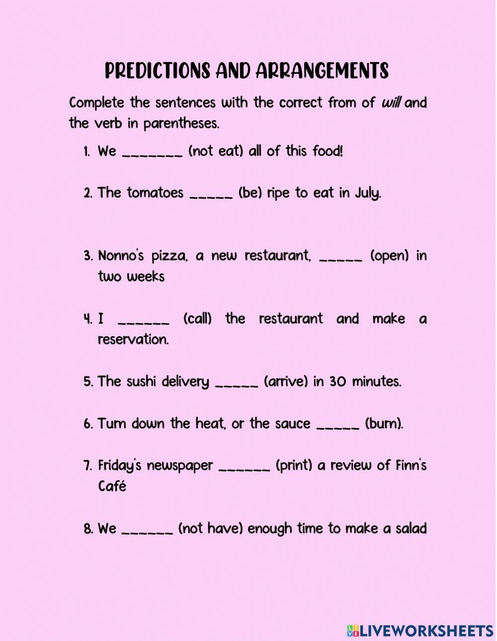 Predictions | Free Interactive Worksheets | 952540