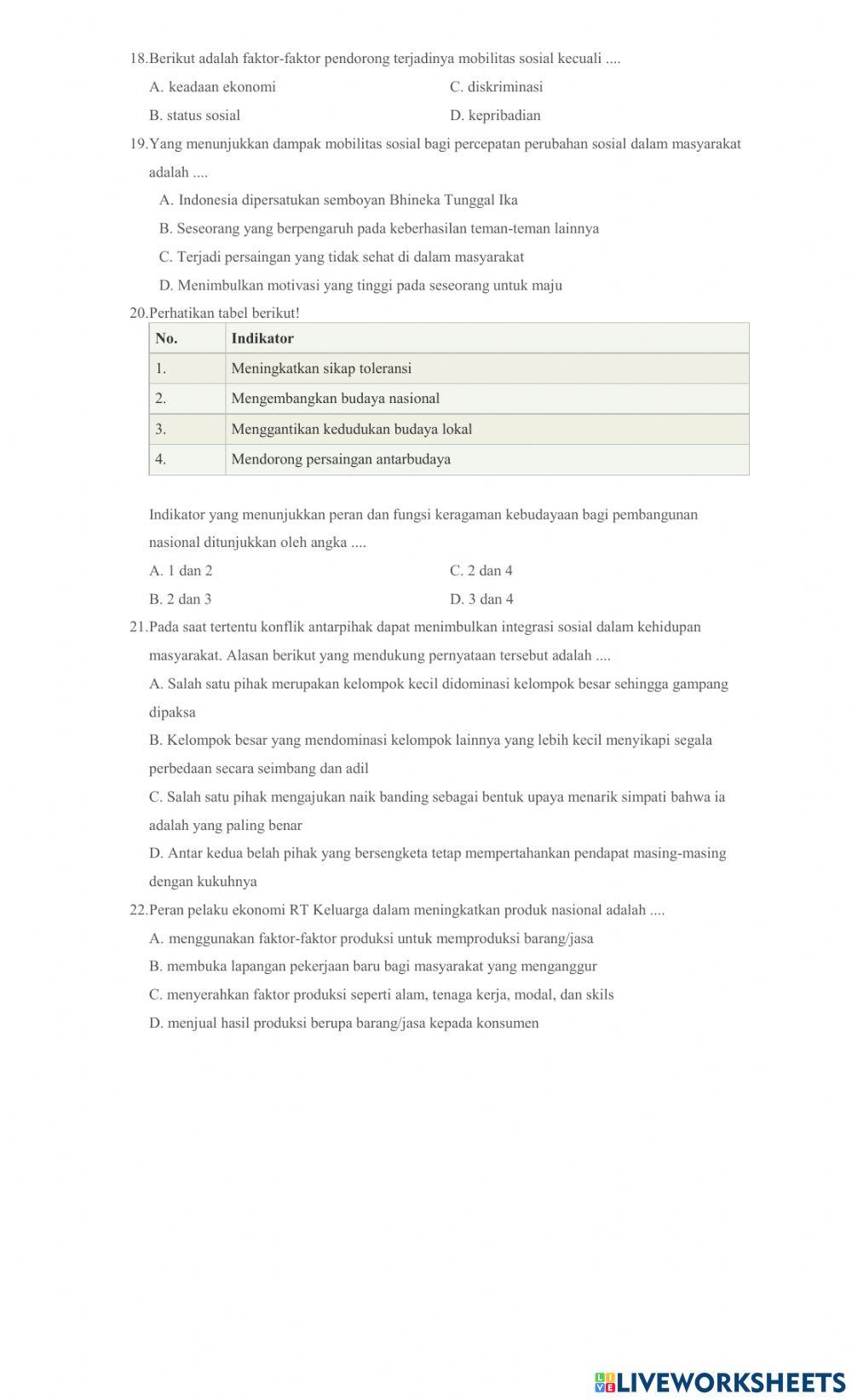 Latihan US IPS activity | Live Worksheets
