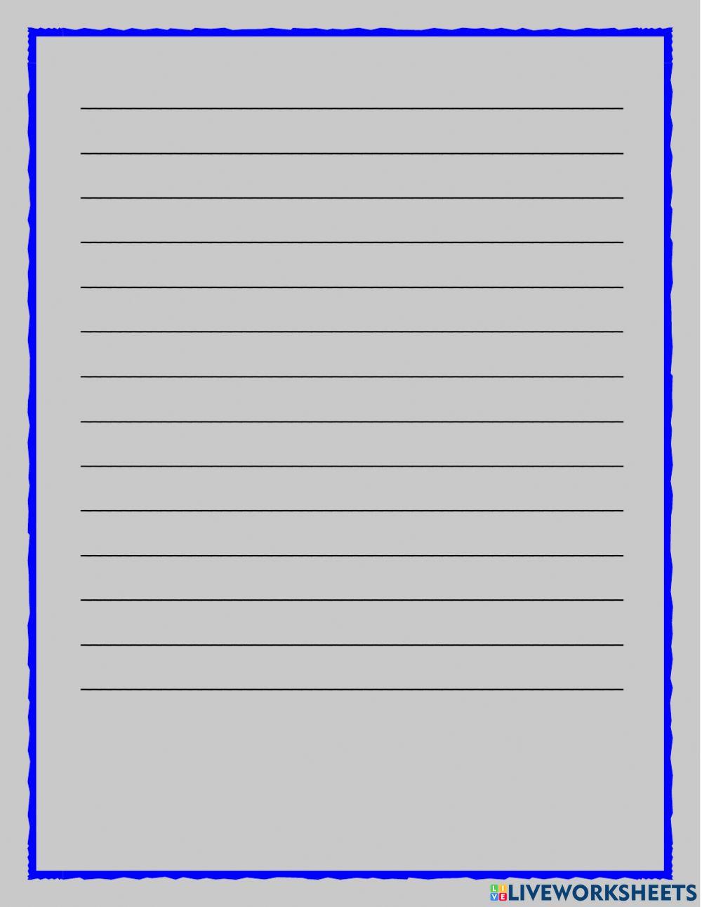 Writing sheet exercise | Live Worksheets